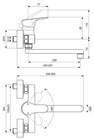 Ideal Standard Cerabase - Dřezová baterie nástěnná, chrom BD488AA