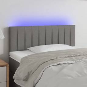 Čelo postele s LED tmavě šedé 90x5x78/88 cm textil