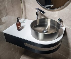 Sapho Pulse stolek pod umyvadlo deska Rockstone 75,5 x 1,2 x 45,5 cm vč. konsole levá bílá mat/černá BM750-0101-01