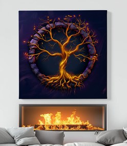 Obraz na plátně - Strom života Zlatá energie FeelHappy.cz Velikost obrazu: 120 x 120 cm