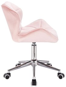 LuxuryForm Židle MILANO VELUR na stříbrné podstavě s kolečky - světle růžová