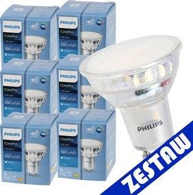 SADA 6x PHILIPS GU10 LED žárovka 4,9W 550lm teplá bílá 3000K