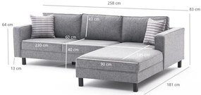 Hanah Home Pohovka KALE šedá pravý roh 825BLC2714