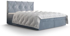Manželská postel Boxspring 140 cm Athena Comfort (světlomodrá) (s matrací a úložným prostorem). 1055750