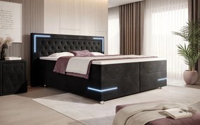 Boxspring postel CARLOTTA bez úložného prostoru s LED, samet Velikost postele: 120 × 200 cm, Barvy sametu: Černý samet, Výběr matrace: Taštičková…
