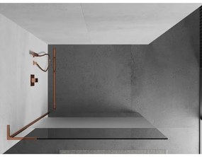 Mexen Kioto L, sprchová zástěna Walk-In 90 x 200 cm, 8mm čiré sklo-námraza, růžové zlato profil, 800-090-103-60-35