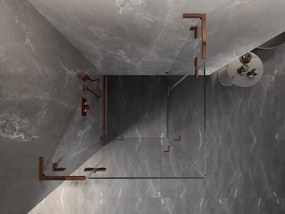 Mexen Lunar, L Duo výklopný sprchový kout 70 x 70 cm, 8mm čiré sklo, profil růžové zlato, 834L-070L-070P-60-00