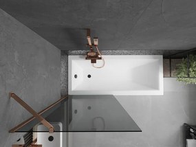 Mexen Next, vanová zástěna 1-křídlová 80 x 150 cm, fixní křídlo, 6 mm šedé sklo, růžové zlato profil, 895-080-000-00-40-60