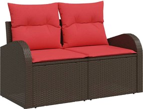 Set pohovek 8 ks 7-Počet míst Hnědá a červená polyratan 3359113