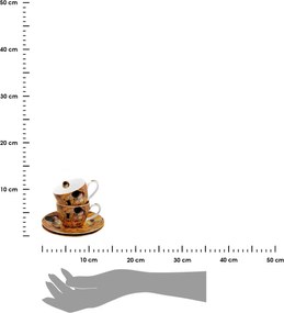 Porcelánový šálek s podšálkem Klimt The Kiss 90 ml sada 2ks