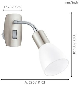 EGLO 92935 - Nástěnná lampička do zásuvky DAKAR 3 1xE14/25W