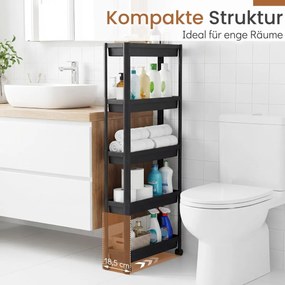 Costway 5 Rovný úzký kuchyňský vozík na kolečkách s madly výklenková