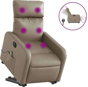 Elektrické zvedací masážní polohovací křeslo cappuccino koženka 3206776