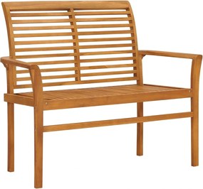 vidaXL Marketos Zahradní lavice + červená károvaná poduška 112 cm masivní teak