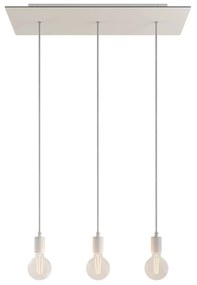 creative cables Závěsná lampa se 3 světly, s obdélníkovým XXL baldachýnem Rose-one, textilním kabelem a kovovými komponenty Barva: Matný černý dibond