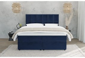 Tmavě modrá boxspring postel s úložným prostorem 160x200 cm Flip – Ropez