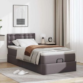 Osmanský rám postele s matrací šedá 100x200cm umělá kůže 3312140