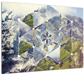 Skleněný obraz - Geometrický skleněný obrazec (70x50 cm)