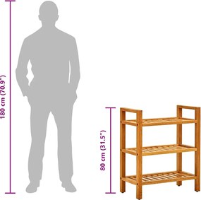 Botník se 4 policemi 50 x 27 x 80 cm masivní dubové dřevo 331746