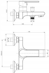 Cersanit Verso, nástěnná sprchová-vanová baterie, chromová, S951-402