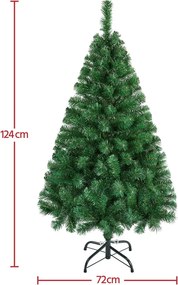 Umělý vánoční stromek Yaheetech – zelená, 124 cm (267364081065)