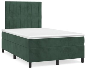 vidaXL Box spring postel s matrací tmavě zelená 120x190 cm samet