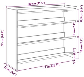 Botník old wood 80x25x61,5 kompozitní dřevo