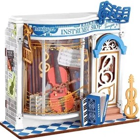 RoboTime Miniatura domečku mini Obchod s hudebními nástroji / Dřevěná