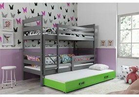 Dětská patrová postel ERYK s výsuvným lůžkem 90x200 cm - grafit Modrá
