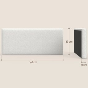 HOMCOM čalouněné nástěnné čelo s efektem lnu, 140 × 60 cm, krémové — rám z eukalyptu, snadná montáž na stěnu