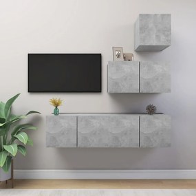 4dílný set TV skříněk betonově šedý kompozitní dřevo 3079154