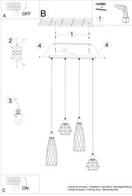 Sollux SL.1167 - Lustr na lanku SUBA 4xE27/15W/230V černá