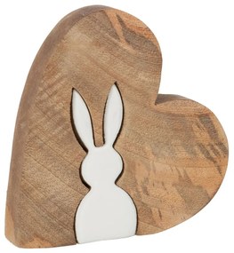 Dřevěná velikonoční dekorace Srdíčko se zajíčkem - 13*2,5*12 cm