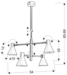 Černo-zlatý závěsný lustr Less pro žárovku 4x E14  - Candellux
