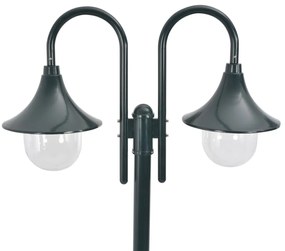 vidaXL Marketos Zahradní sloupová lampa 2 ramena E27 220 cm hliník tmavě zelená