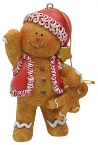 Hnědá vánoční ozdoba Perníček Gingerbread - 6*4*9 cm