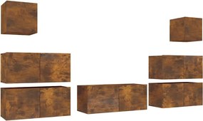 7dílný set TV skříněk kouřový dub kompozitní dřevo 3120287