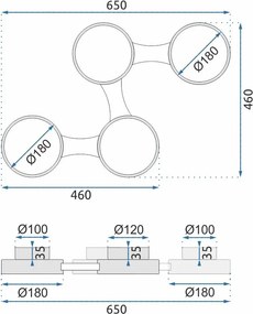Toolight - LED stropní svítidlo 4-bodové APP210-3CPR, černá-hnědá, OSW-08469