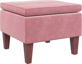 Stolička s dřevěnými nohami růžová samet 329461