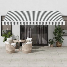 Ručně Zatahovací Markýza Antracitová A Bílá 450 X 300 Cm