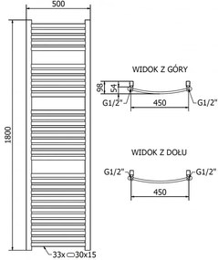 Mexen Helios, elektrické topné těleso 1800 x 500 mm, 900 W, zlatá lesklá, W103-1800-500-2900-50