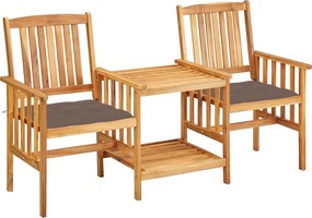 vidaXL Zahradní židle s čajovým stolkem a poduškami masivní akácie [3061294] Barva: taupe