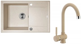 LAVEO Megalo, kuchyňský dřez 790x490x230 mm + dřezová baterie BKZ468K, béžová, SBEA411T