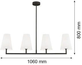 Argon 1831 - Lustr na tyči SAFIANO 4xE27/15W/230V černá