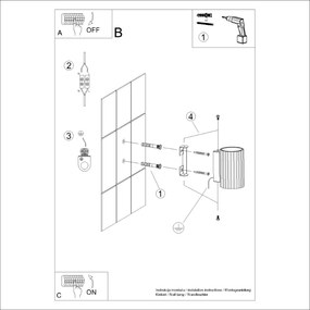 Nástěnné svítidlo Karbon, 1x zlaté kovové stínítko, (10 cm)