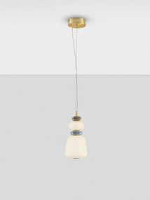 Bílé/ve zlaté barvě kovové LED stmívatelné závěsné svítidlo s porcelánovým stínidlem/se skleněným stínidlem ø 17 cm Palo – Nova Luce