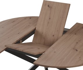 Jídelní rozkládací stůl, dub artisan/černá, 120x120-160x75 cm, ABERO TYP 2