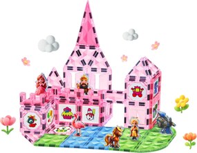 LEAN Toys Magnetické kostky s figurkami, barvy, kartičky k malování, růžové, 80 ks.