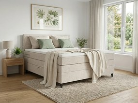Čalouněná postel boxspring BRIANA 180x200 cm krémová Matrace: Bez matrace
