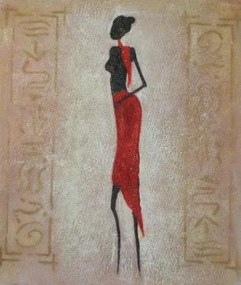 Modelka v červené sukni 2 - 60 x 90 cm